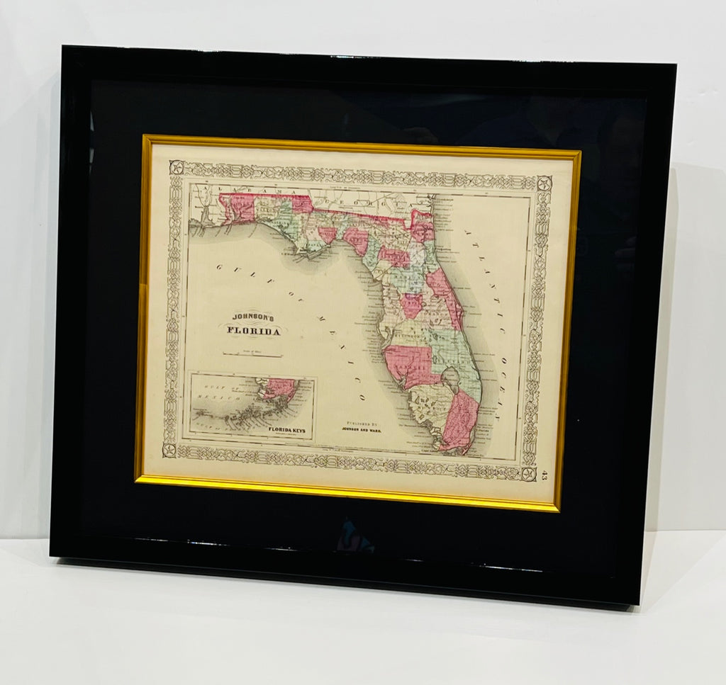 ORIGINAL RARE 1865 MAP OF FLORIDA – Zazoo Fine Art Gallery
