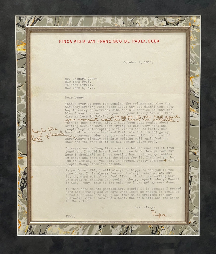 RARE ORIGINAL 1954 ERNEST HEMINGWAY SIGNED TYPWRITTEN LETTER! – Zazoo ...