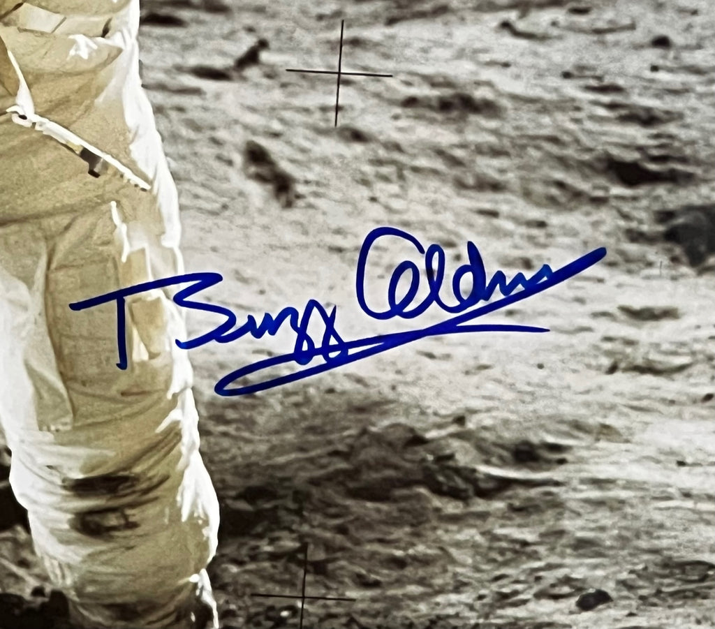 BUZZ ALDRIN HAND-SIGNED SPACE SUIT ON MOON PHOTOGRAPH – Zazoo Fine Art ...