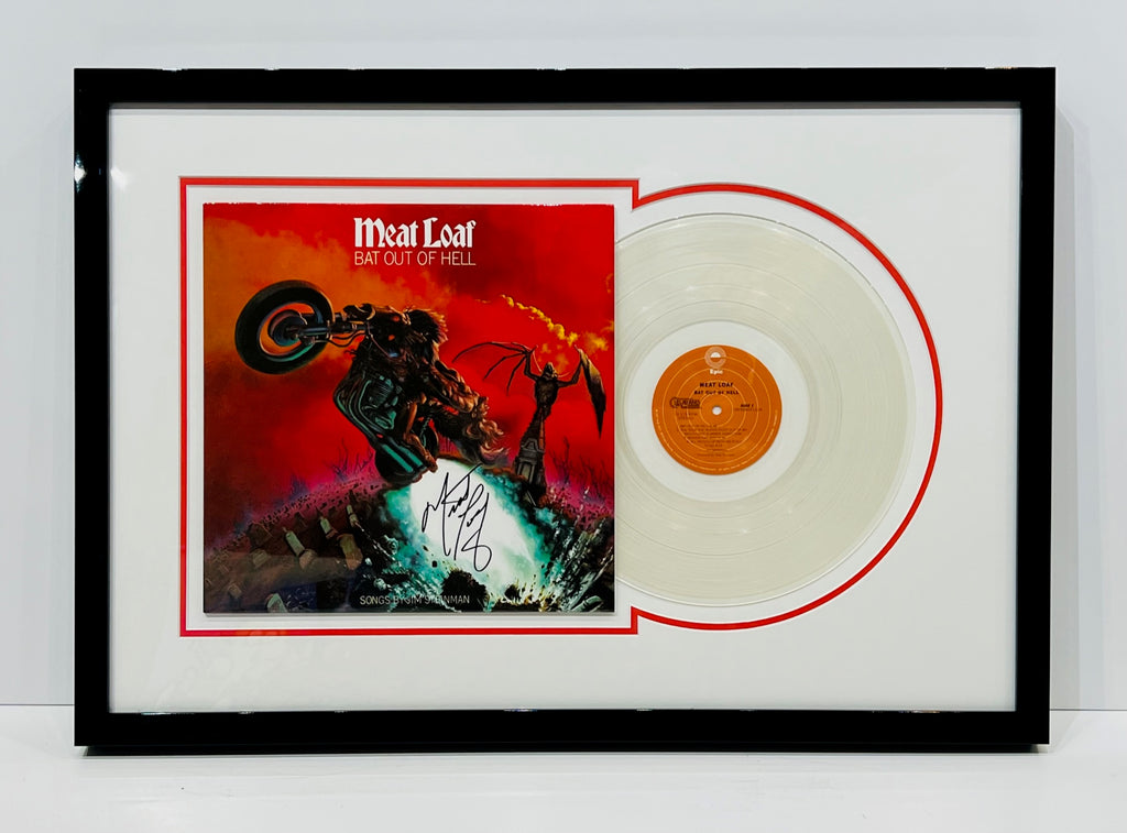 MEAT LOAF BAT OUT OF HELL HAND-SIGNED ALBUM COVER AND CLEAR VINYL SET- – Zazoo Fine Art Gallery