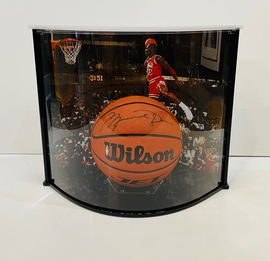MICHAEL JORDAN SIGNED BASKETBALL AND SPECIAL PRESENTATION DISPLAY CASE ...
