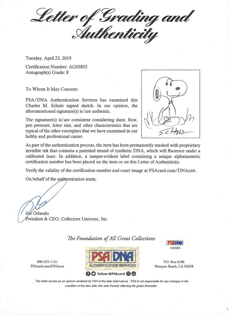 ORIGINAL LARGE SNOOPY DRAWING SIGNED SCHULZ – Zazoo Fine Art Gallery